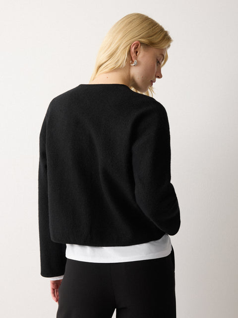 Boiled Wool Blend Jacket | Black – Jigsaw