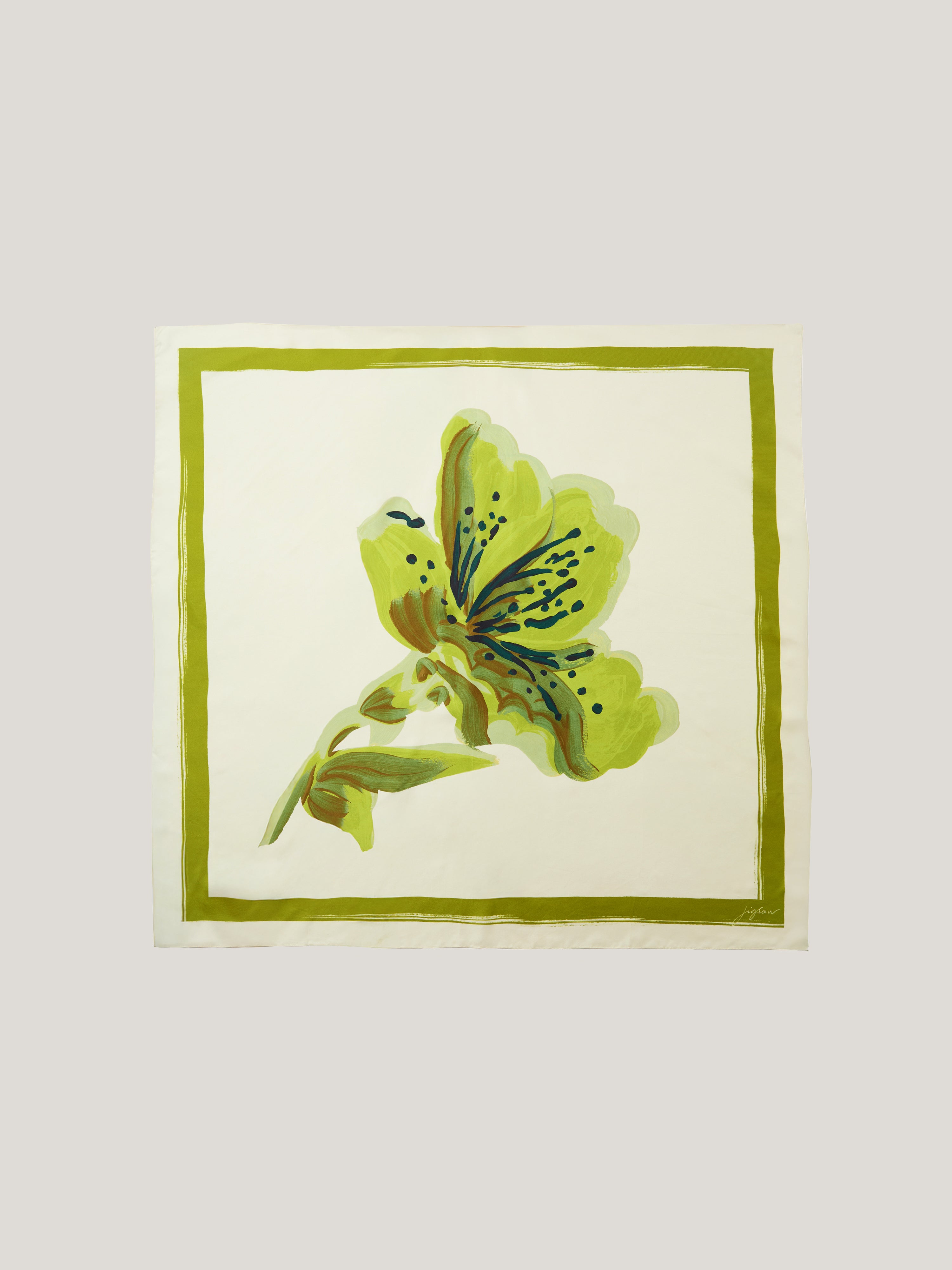 Painted Lily Silk Twill Scarf | Green – Jigsaw