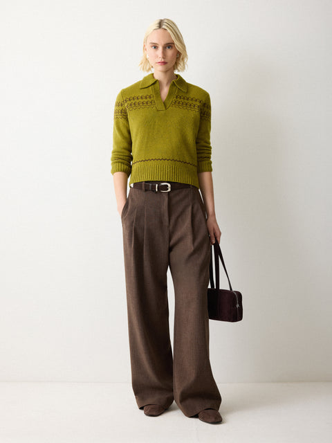 Donegal V Collar Top | Green – Jigsaw