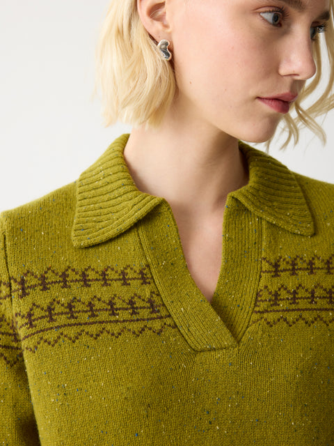 Donegal V Collar Top | Green – Jigsaw