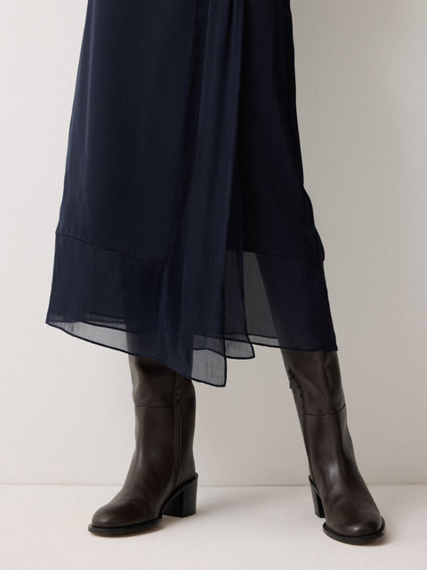 Silk Trim Layered Skirt | Navy – Jigsaw