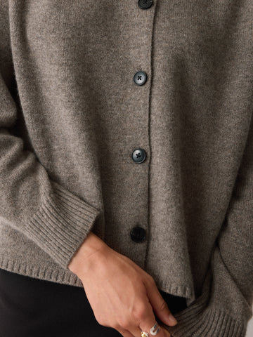 Wool Blend Collar Cardigan | Taupe – Jigsaw