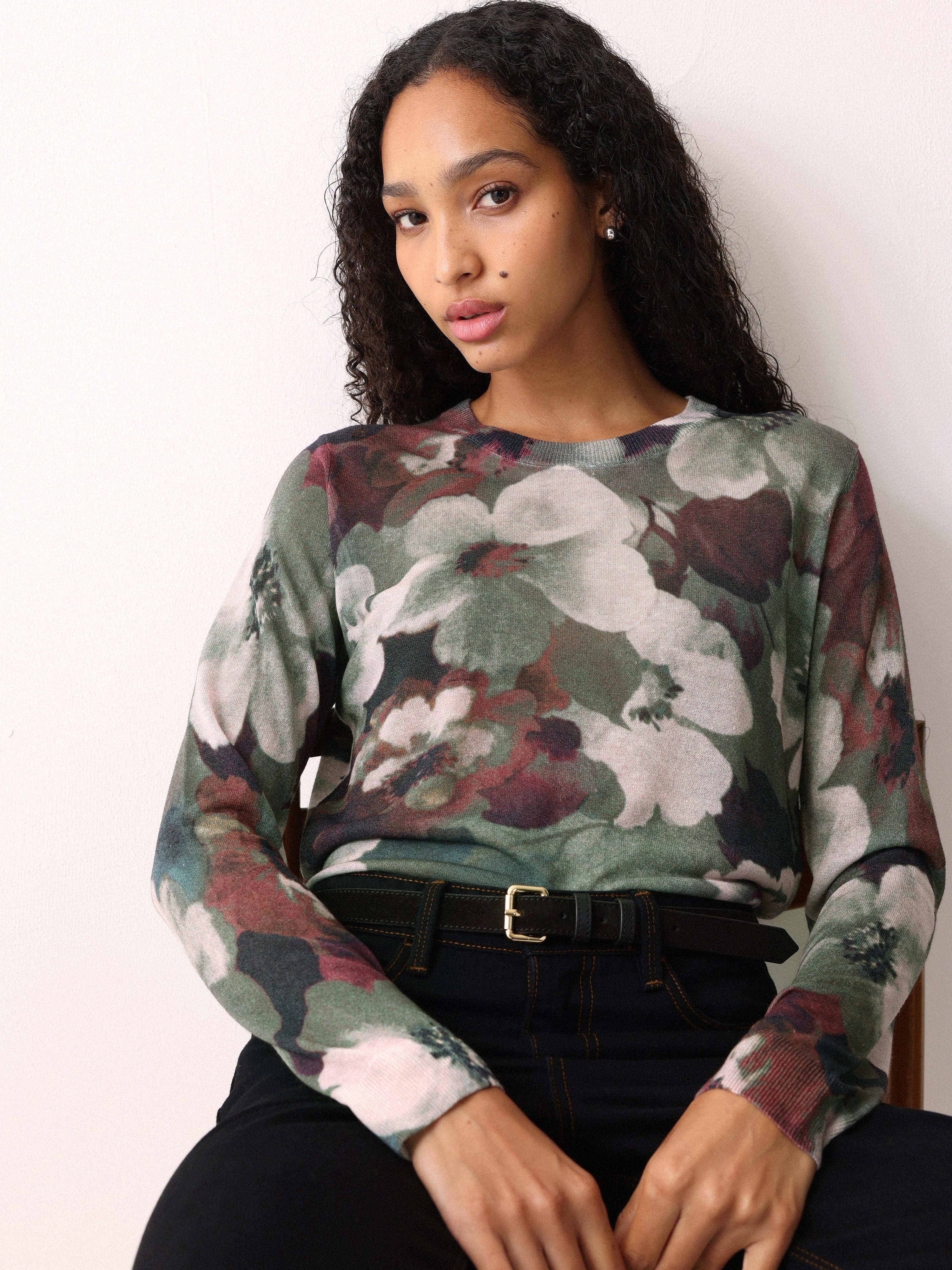 Antique Floral Button Jumper | Multi – Jigsaw