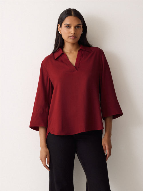 Viscose Twill Top | Red – Jigsaw