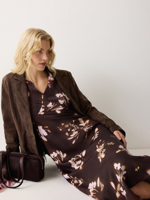 Spray Floral Satin Bias Dress | Purple – Jigsaw