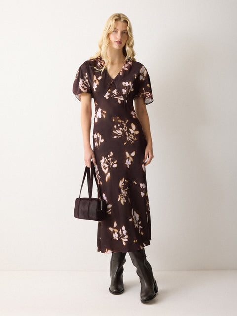 Spray Floral Satin Bias Dress | Purple – Jigsaw