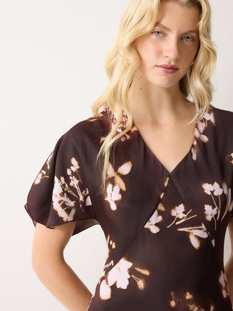 Spray Floral Satin Bias Dress | Purple – Jigsaw
