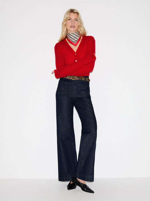 Merino Cashmere V Neck Cardigan | Red – Jigsaw