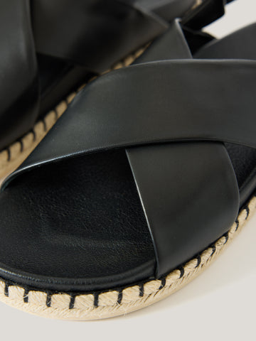 Cross Strap Espadrille Sandal | Black – Jigsaw