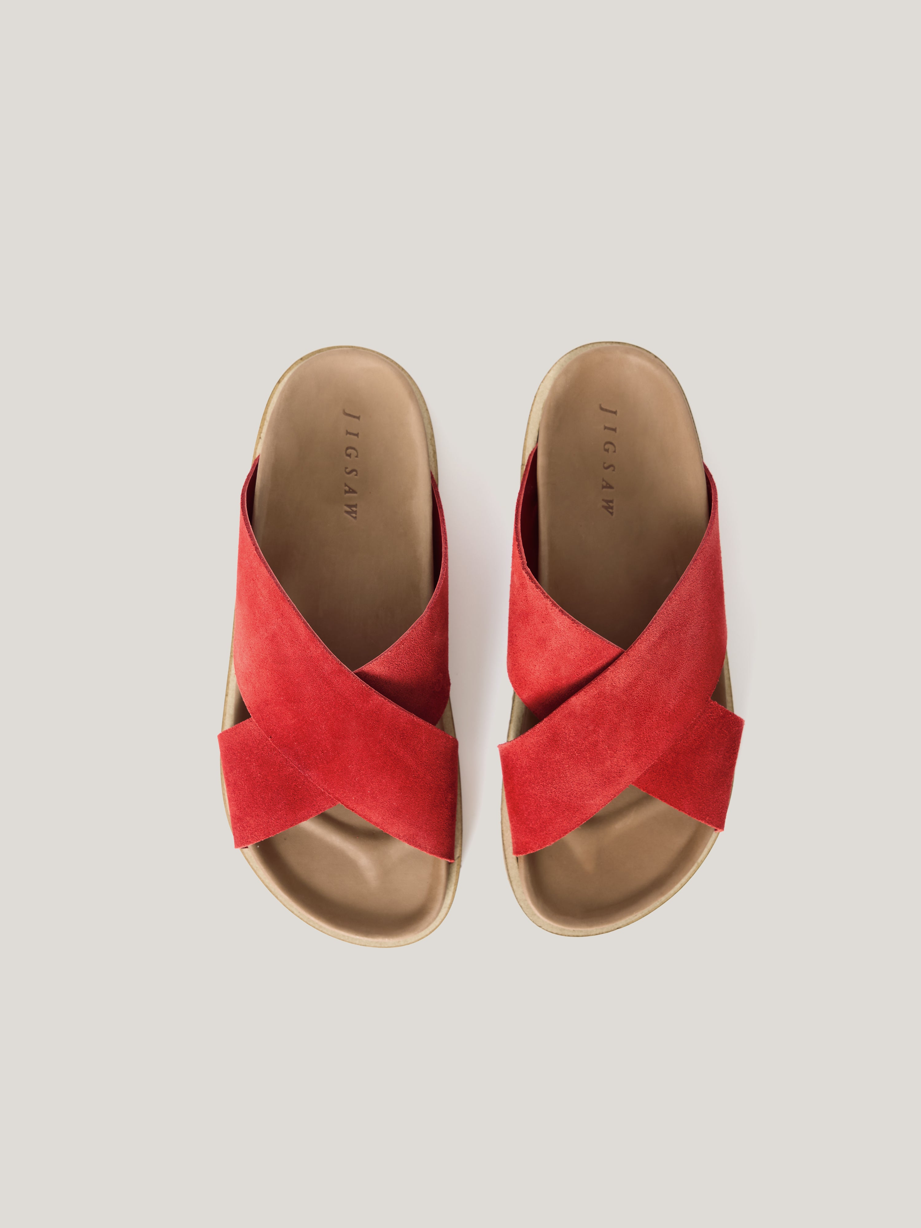 Suede Cross Strap Sandal | Red – Jigsaw