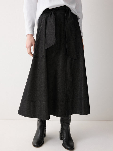Chambray A Line Skirt | Black – Jigsaw