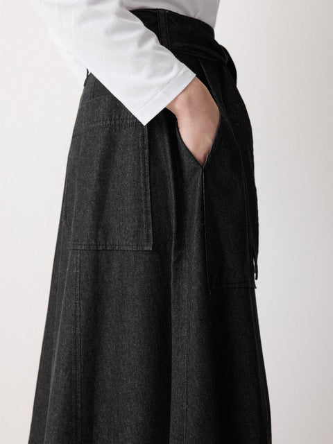 Chambray A Line Skirt | Black – Jigsaw