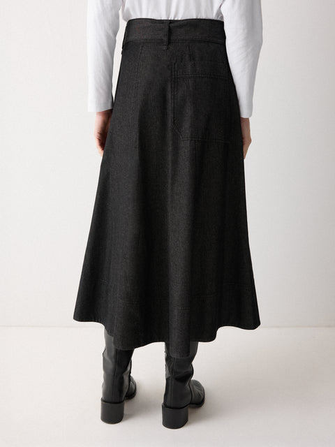 Chambray A Line Skirt | Black – Jigsaw