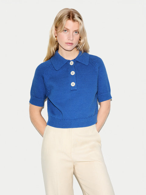 Chunky Cotton Collar Top | Blue – Jigsaw