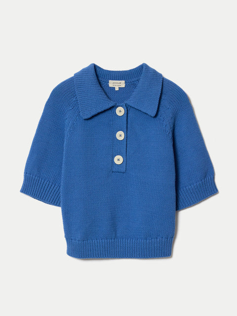 Chunky Cotton Collar Top | Blue – Jigsaw