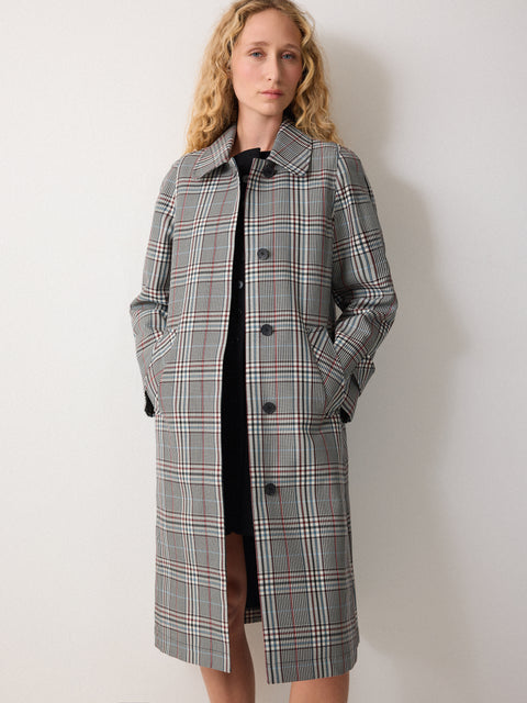 Bonded Cotton Check Trench Coat | Cream – Jigsaw