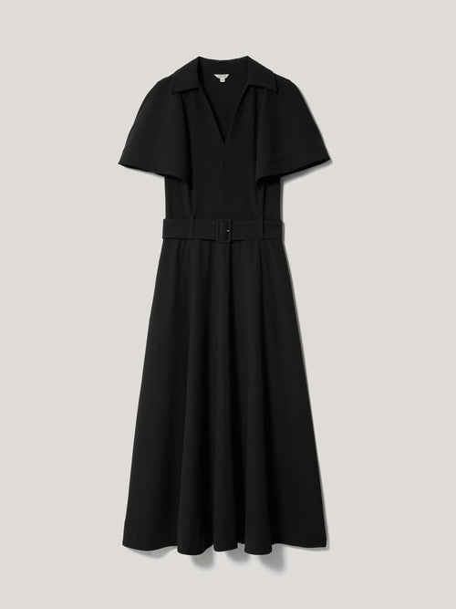 Cape Sleeve Belted Shirt Dress | Black – Jigsaw