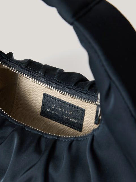 Pleated Satin Tay Bag | Navy – Jigsaw