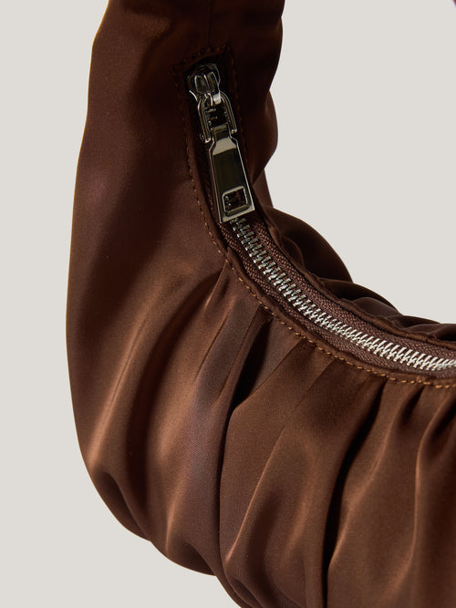 Pleated Satin Tay Bag | Brown – Jigsaw