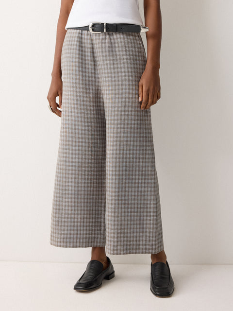 Mara Linen Checked Trouser | Grey – Jigsaw