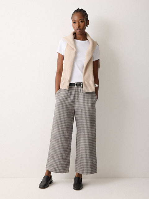 Mara Linen Checked Trouser | Grey – Jigsaw