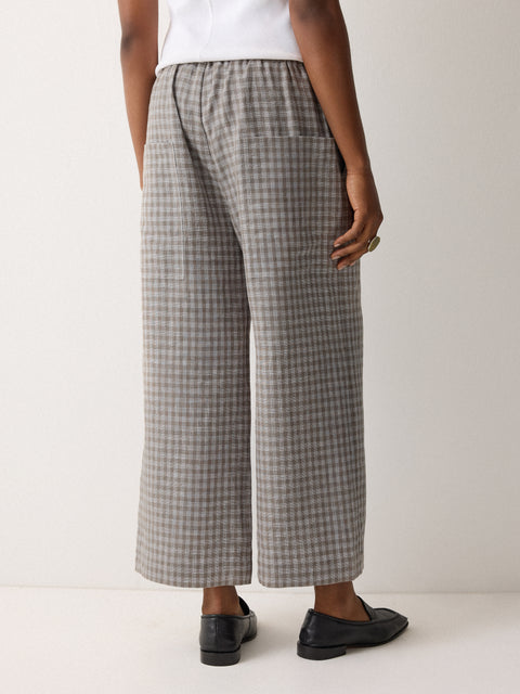 Mara Linen Checked Trouser | Grey – Jigsaw