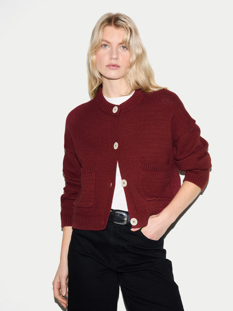 Chunky Cotton Cardigan | Red – Jigsaw