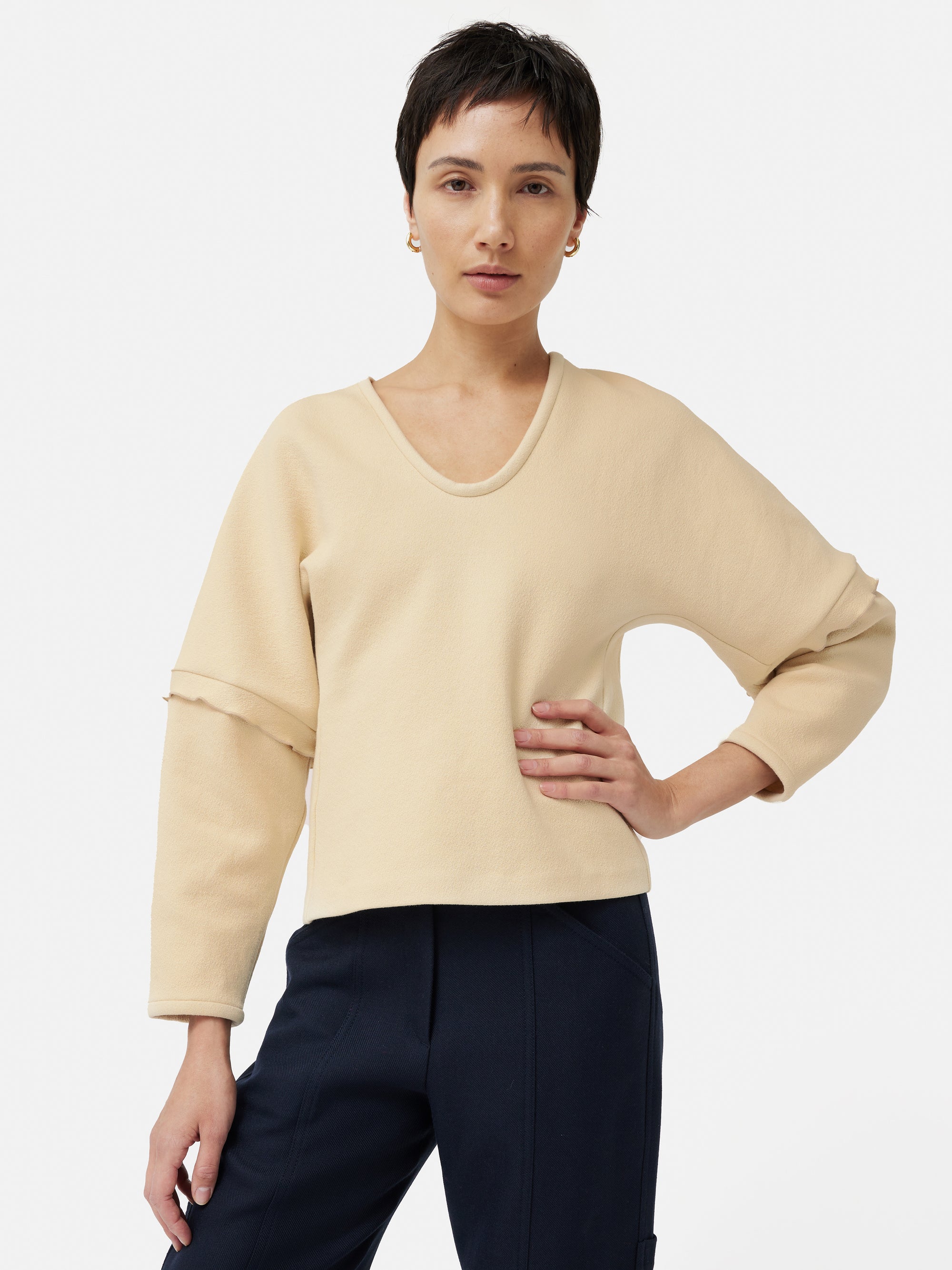 Crepe Ponte Scoop Top | Cream – Jigsaw