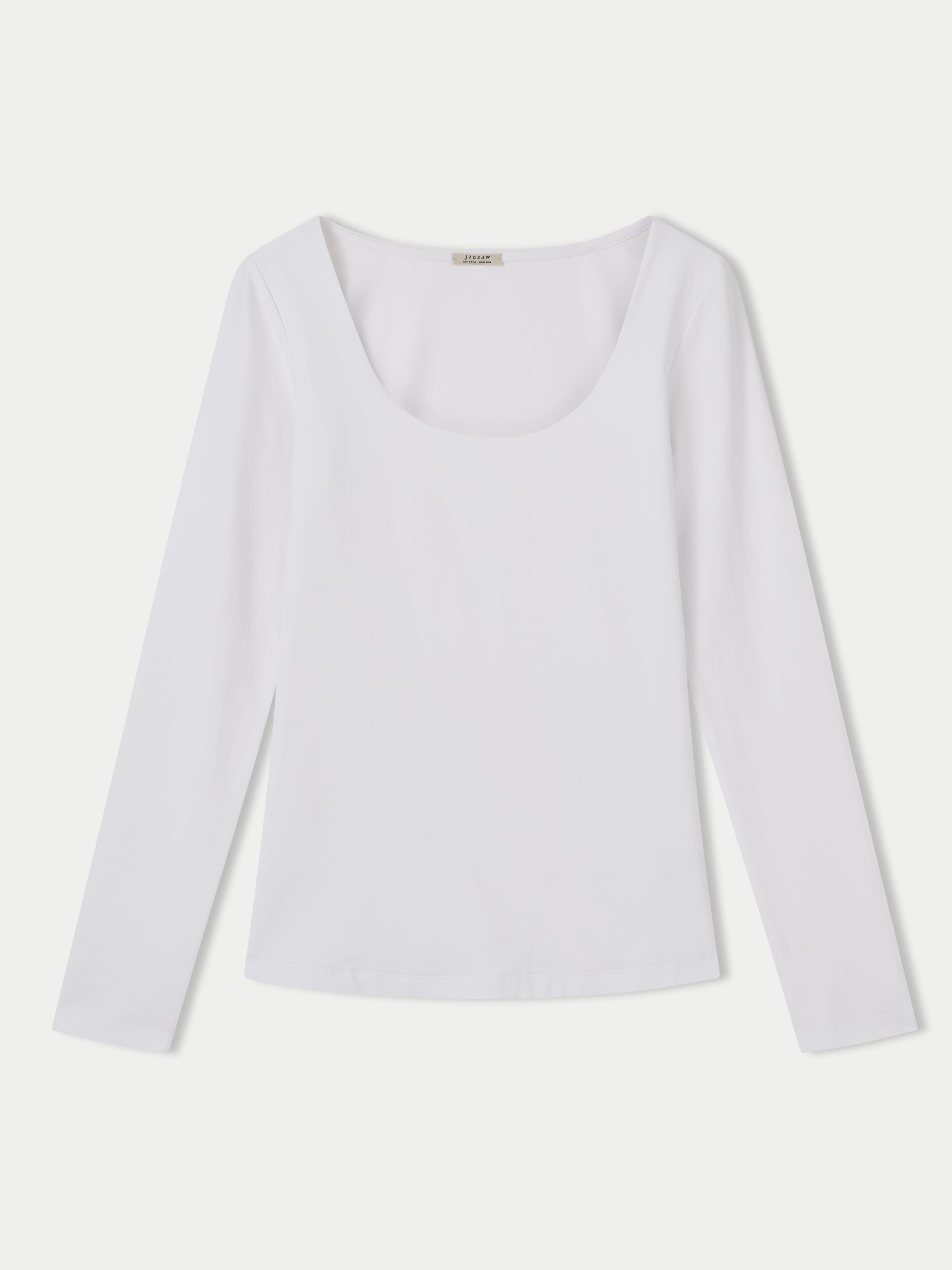 Double Front Ballet Neck Top | White – Jigsaw