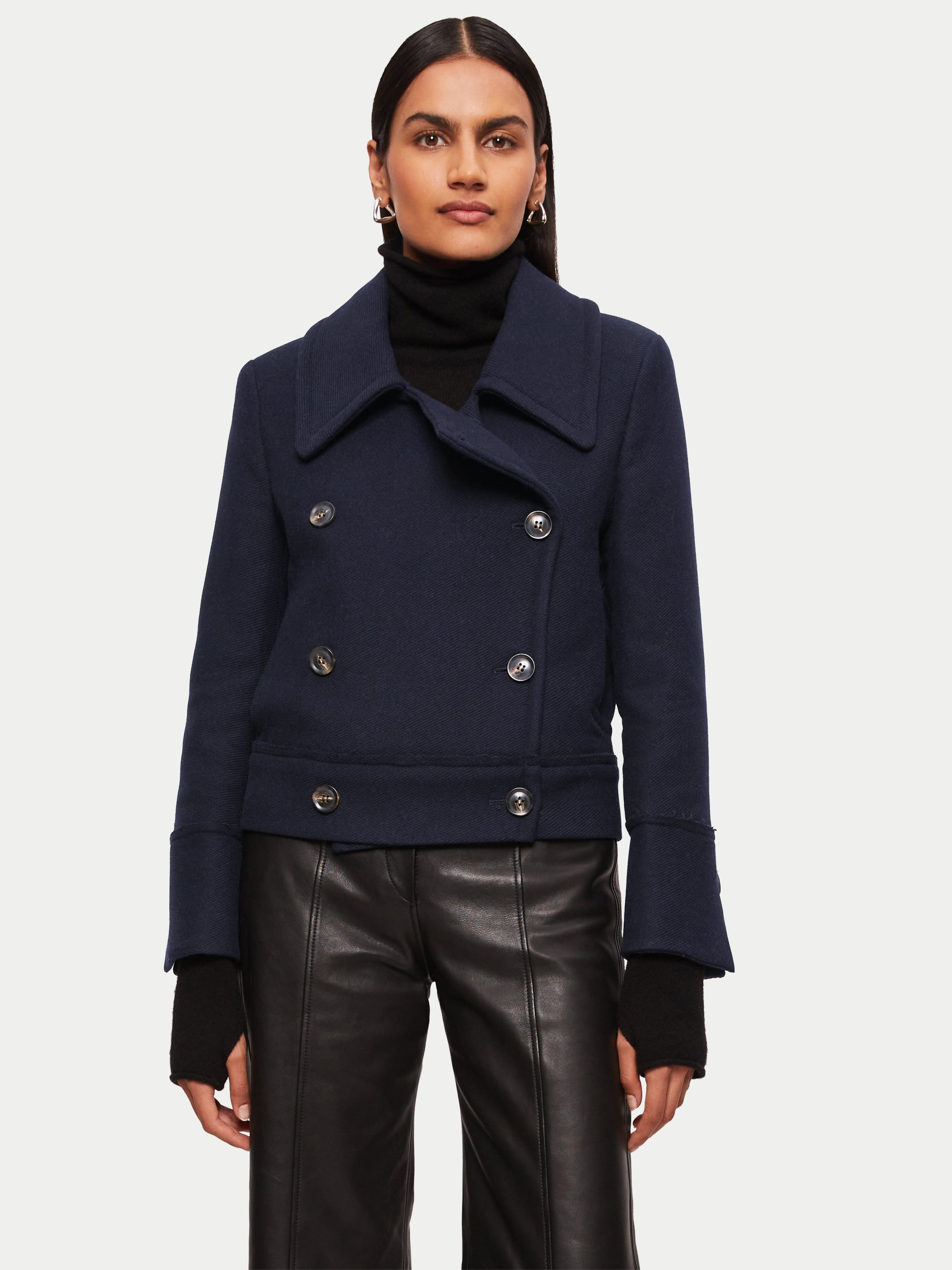 Modern Twill Pea Coat | Navy – Jigsaw